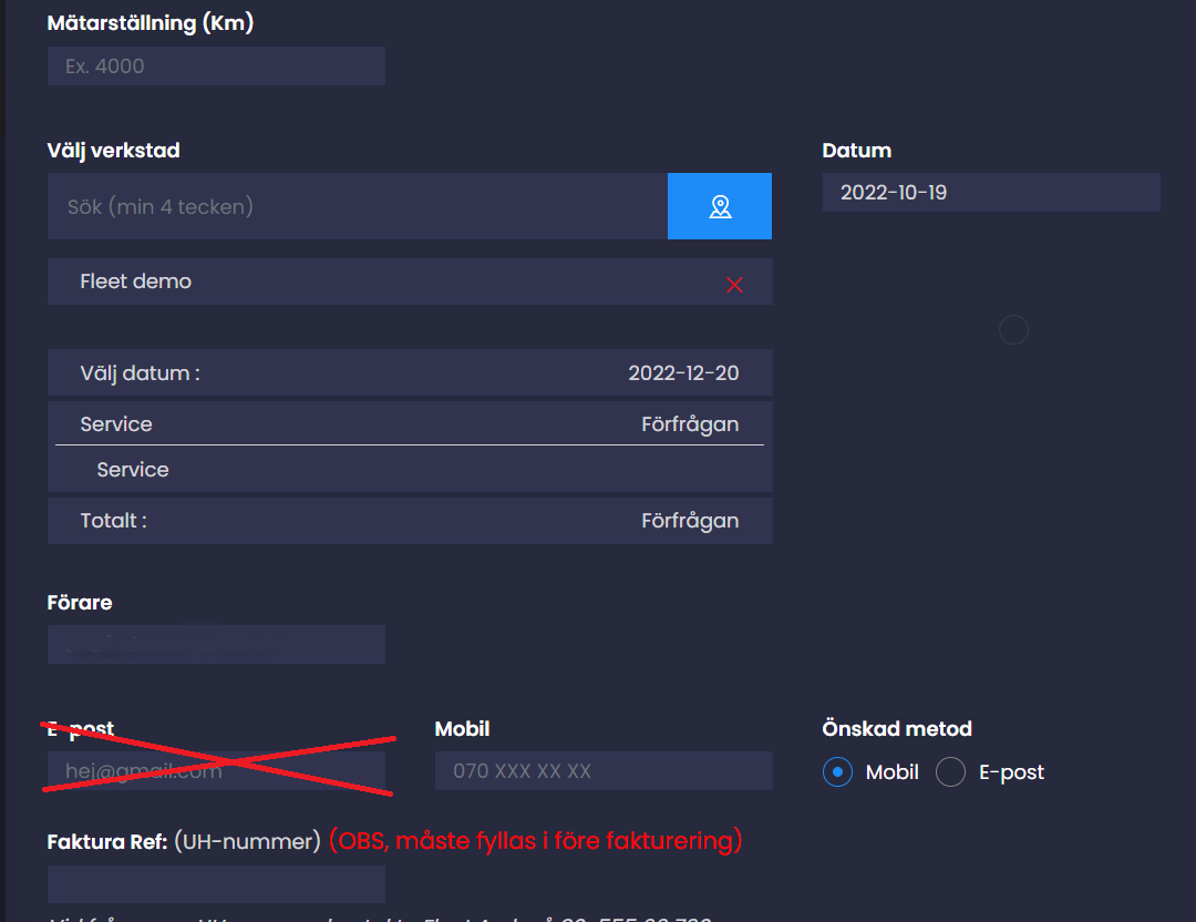 Fleetflöde i Bokningsportalen (Mekonomen)